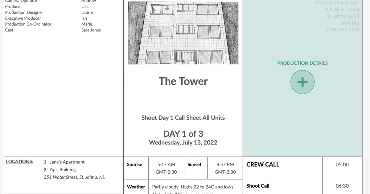 Call Sheet Template: Start Creating in Seconds for Free! | Celtx